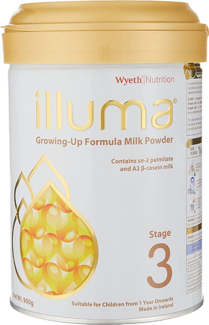 Wyeth Nutrition ILLUMA Human Affinity Stage 3 Growing Up Baby Formula 900g, Food & Drinks ...