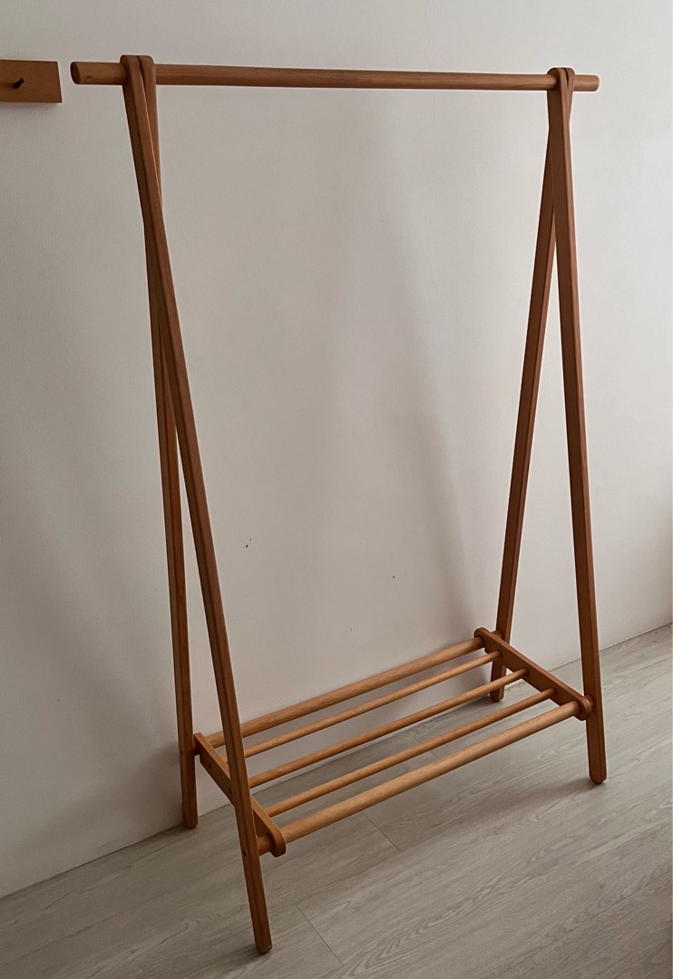 x1 Scandinavian Muji Style Wooden Clothes Rack Foldable, Furniture ...