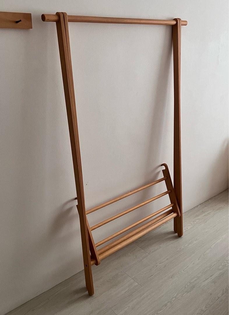 x1 Scandinavian Muji Style Wooden Clothes Rack Foldable, Furniture ...