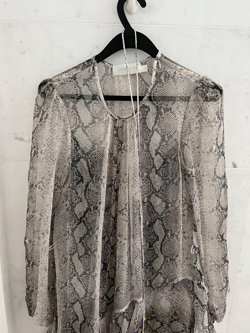 Zimmermann authentic Corsage Python print silk tiered dress size 0 ...