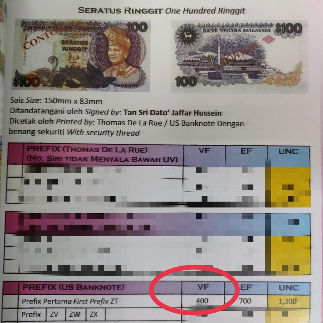 ZT First Prefix- RM100 6th Rare US Banknote (GVF-VF), Hobbies & Toys ...