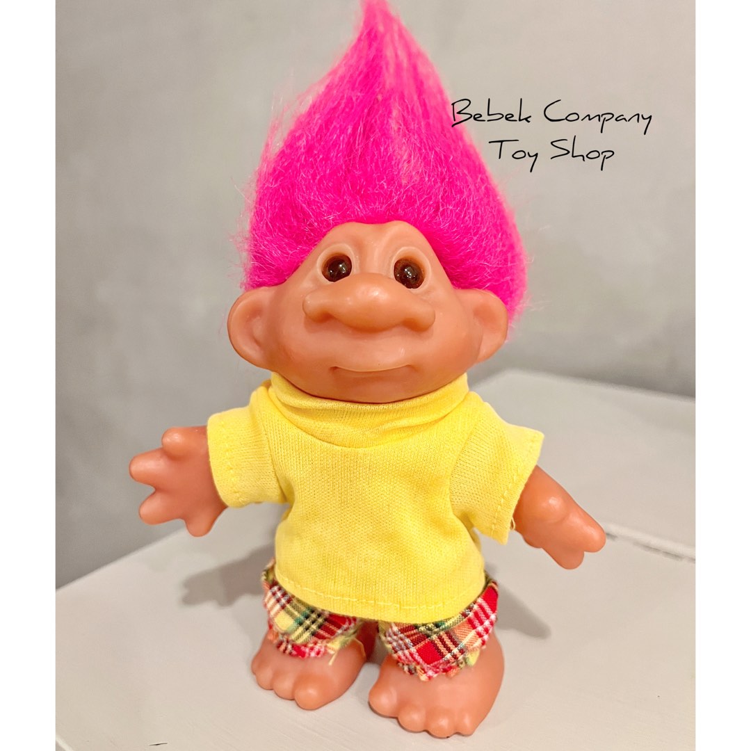 5吋 古董玩具 1986年 dam troll doll trolls 格子褲 丹麥 醜娃 巨魔娃娃 幸運小子 絕版玩具, 書籍、休閒與玩具 ...