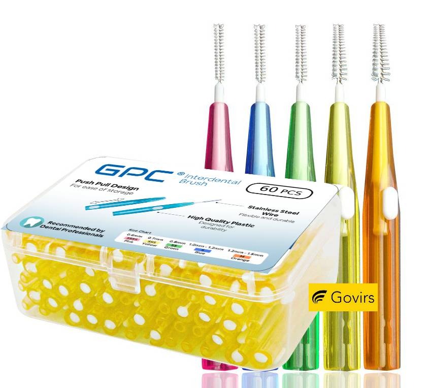 [60 pcs] GPC ASUS Interdental Brush Push Pull Type Dental Floss for ...