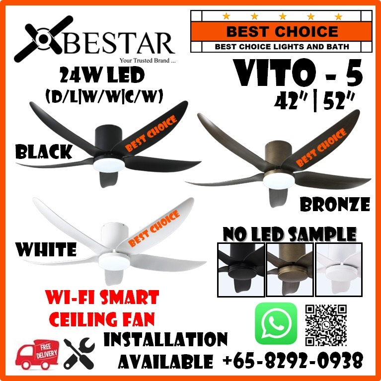 [ New Smart Fan ] Bestar Vito-5 5 Blades New Ceiling fan with Dimmer ...