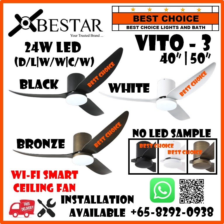 [ Smart Ceiling Fan ] Bestar Vito-3 3 Blades Ceiling Fan with Dimmer ...