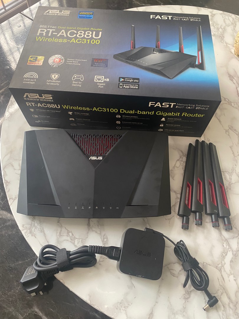 Asus RT-AC88U Wifi AC Router Fibre, Computers & Tech, Parts ...