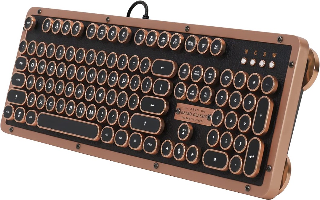 Azio MK-RETRO-L-03-US Retro Classic Artisan USB Luxury Vintage Backlit ...