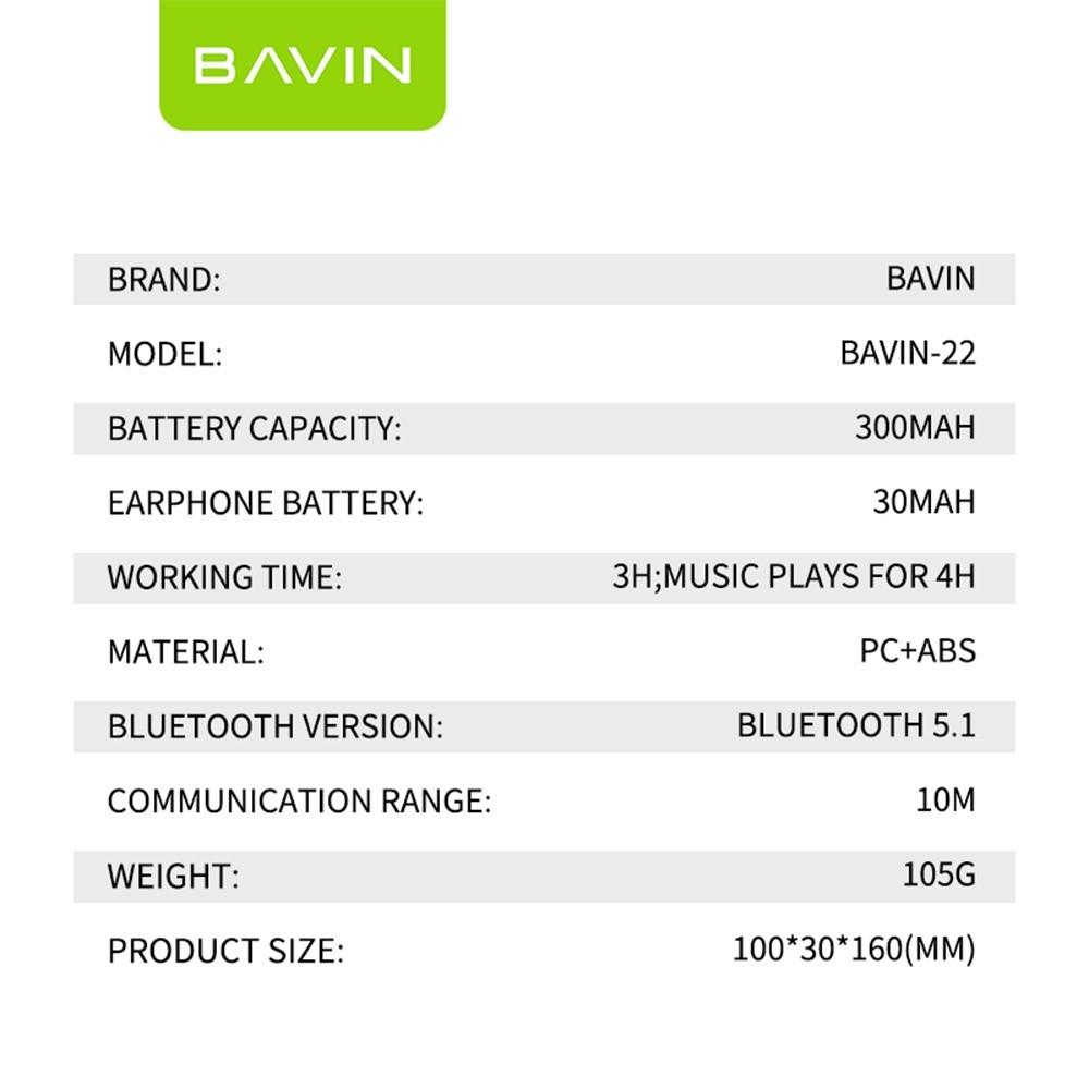 Bavin BA22 Earbuds Bluetooth5.1 TWS Wireless Earphones Touch Control Function Hi-Fi Powerful ...
