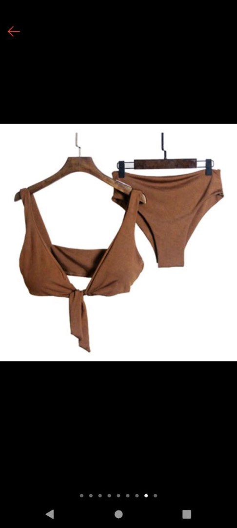 BROWN FRONT RIBBON TIE HIGH WAIST BIKINI SWIMSUIT, Women's Fashion ...