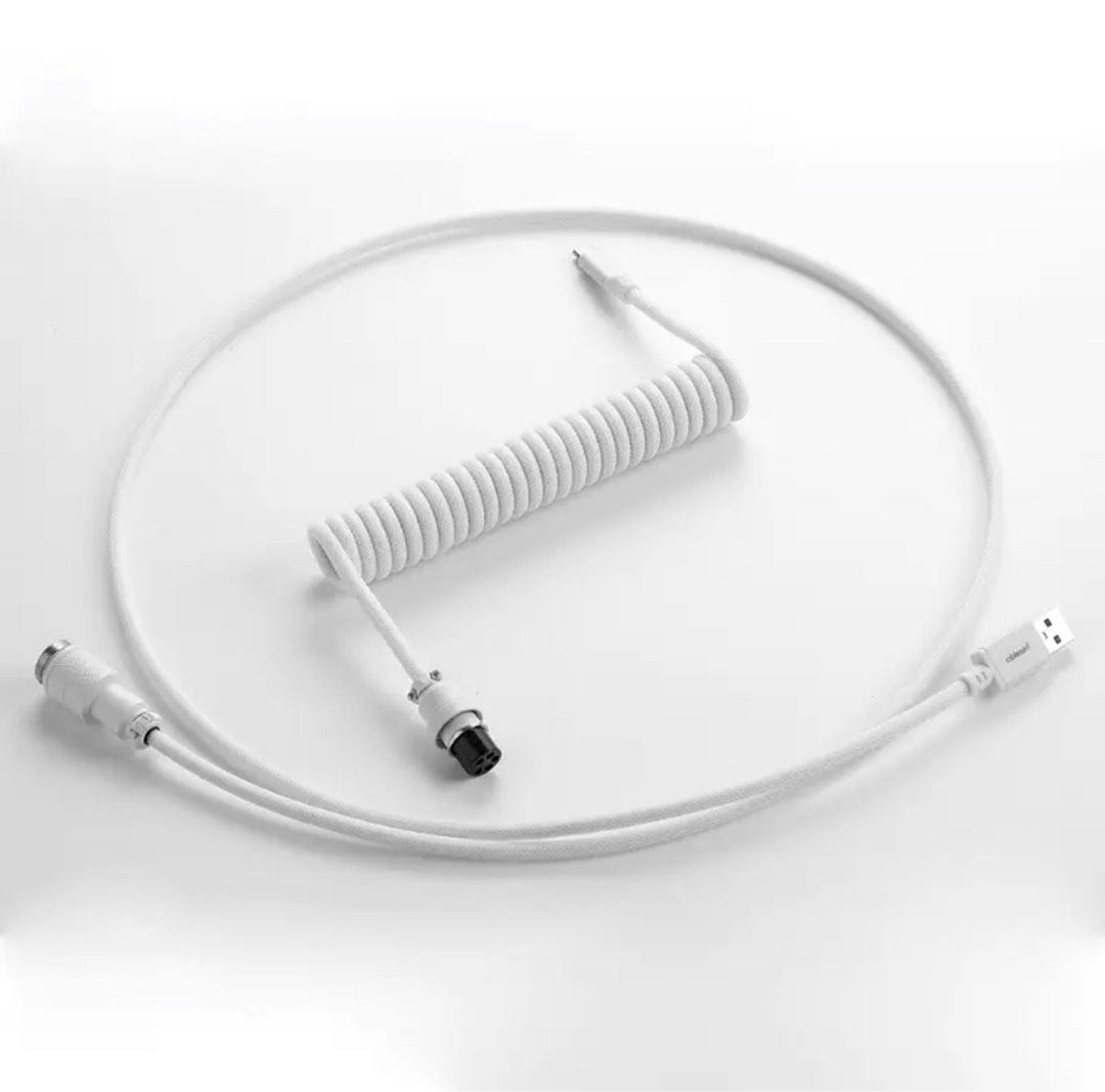 CableMod Pro Coiled Keyboard Cable Glacier White USB A To USB Type C