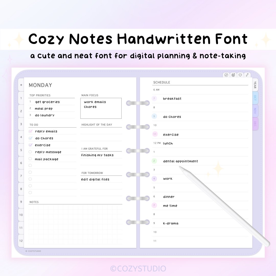 [FONT] Cozy Notes Handwritten Font | Cute Neat Handwriting Font for ...