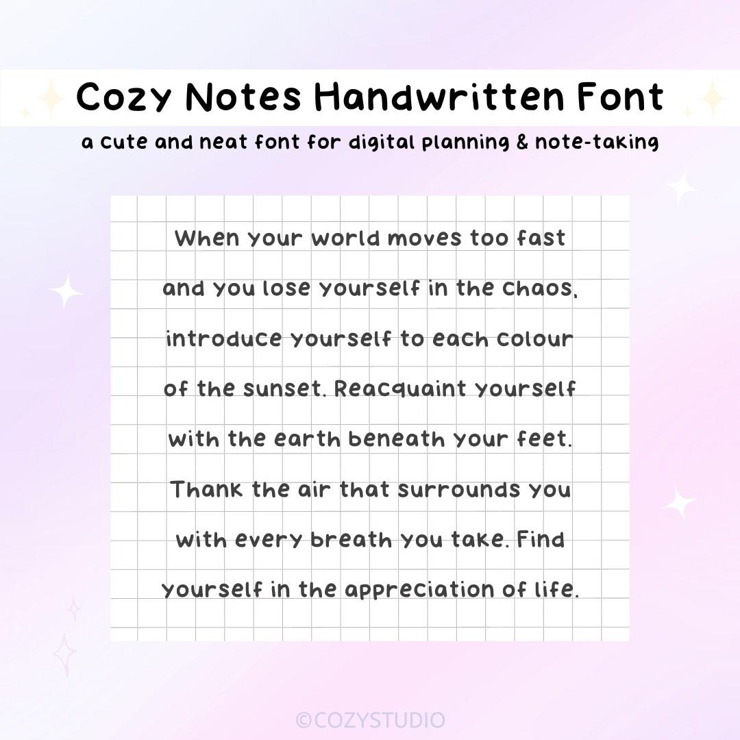 [FONT] Cozy Notes Handwritten Font | Cute Neat Handwriting Font for ...