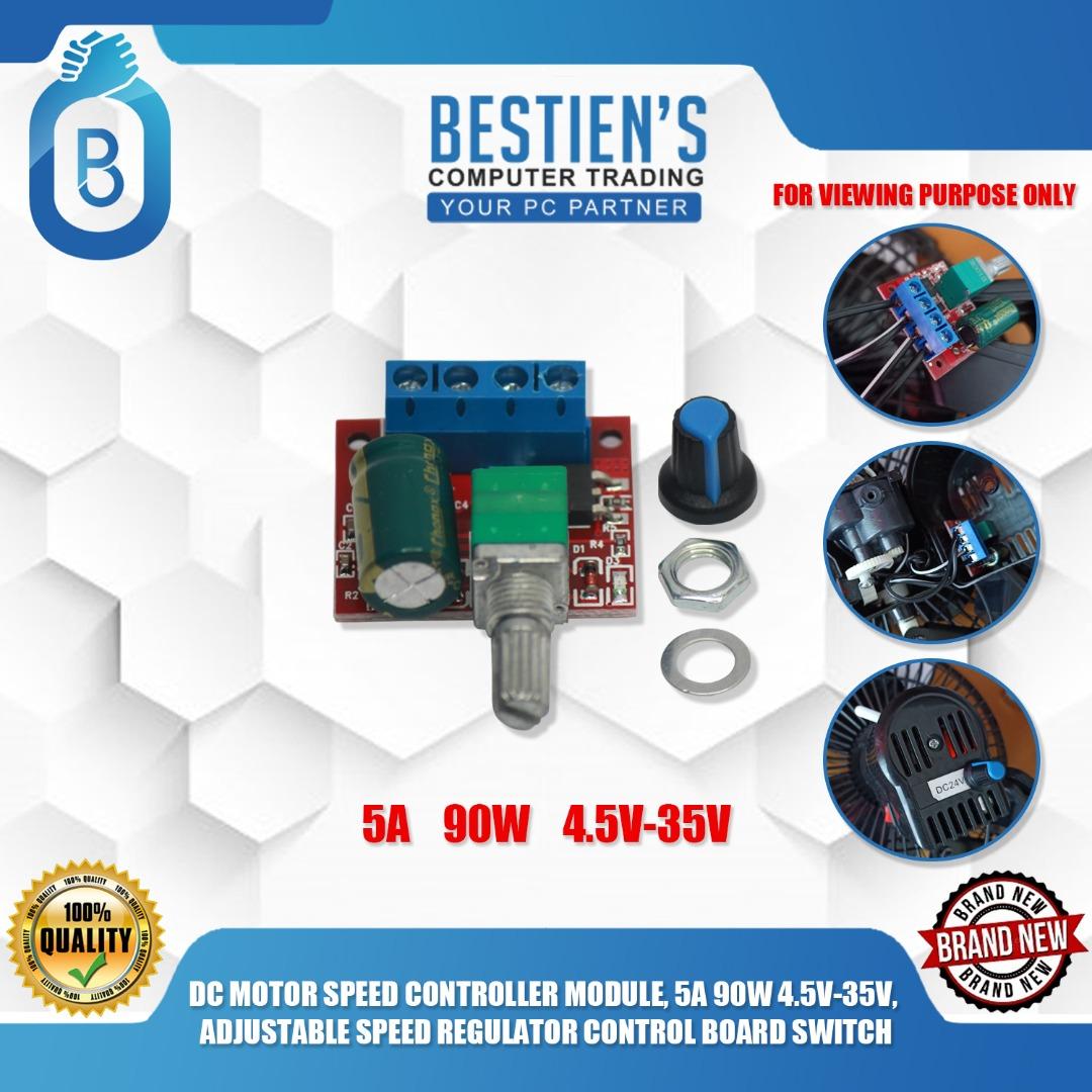 DC MOTOR SPEED CONTROLLER MODULE, 5A 90W 4.5V-35V, ADJUSTABLE SPEED ...