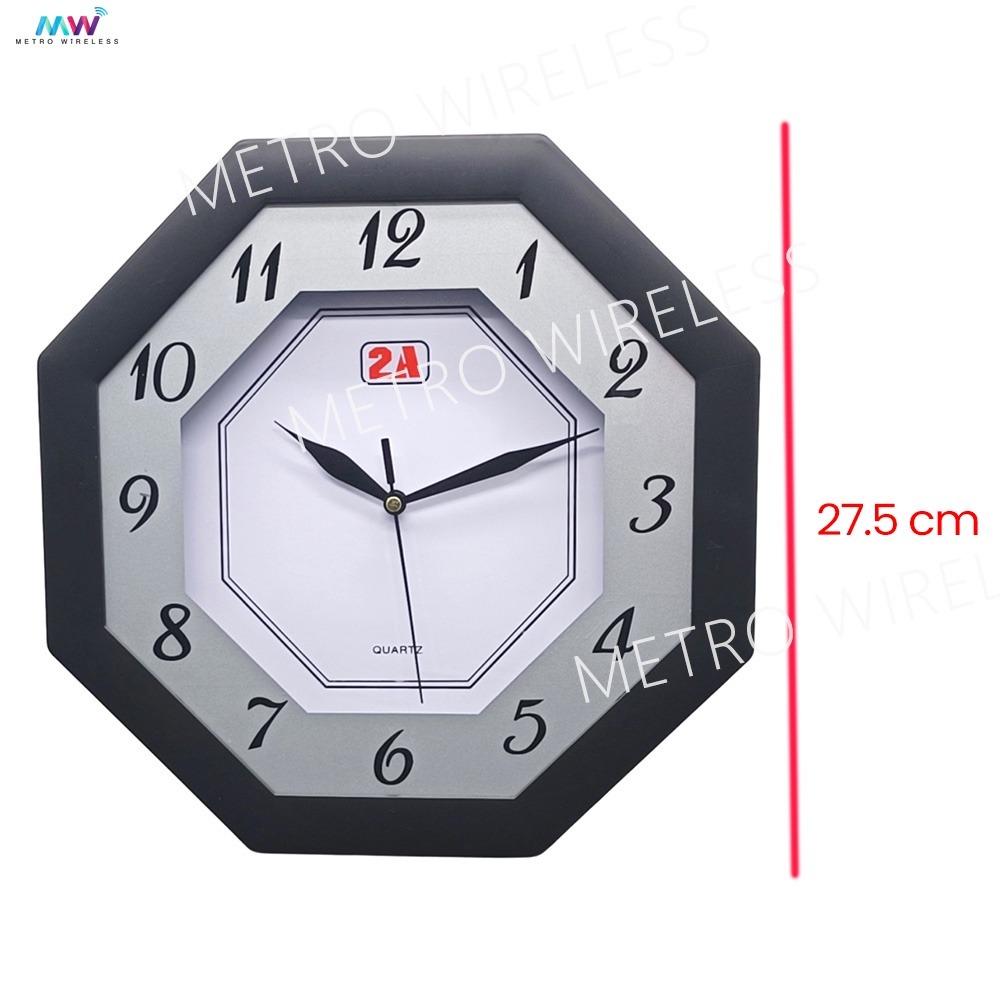 Elegant Octagon Black Silver Design 2A Quartz Wall Clock AP1381, Furniture & Home Living, Home ...