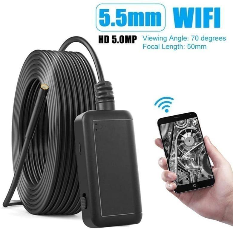 Endoscope Camera, WiFi 0.2in 5MP Borescope Inspection Camera with 6 ...