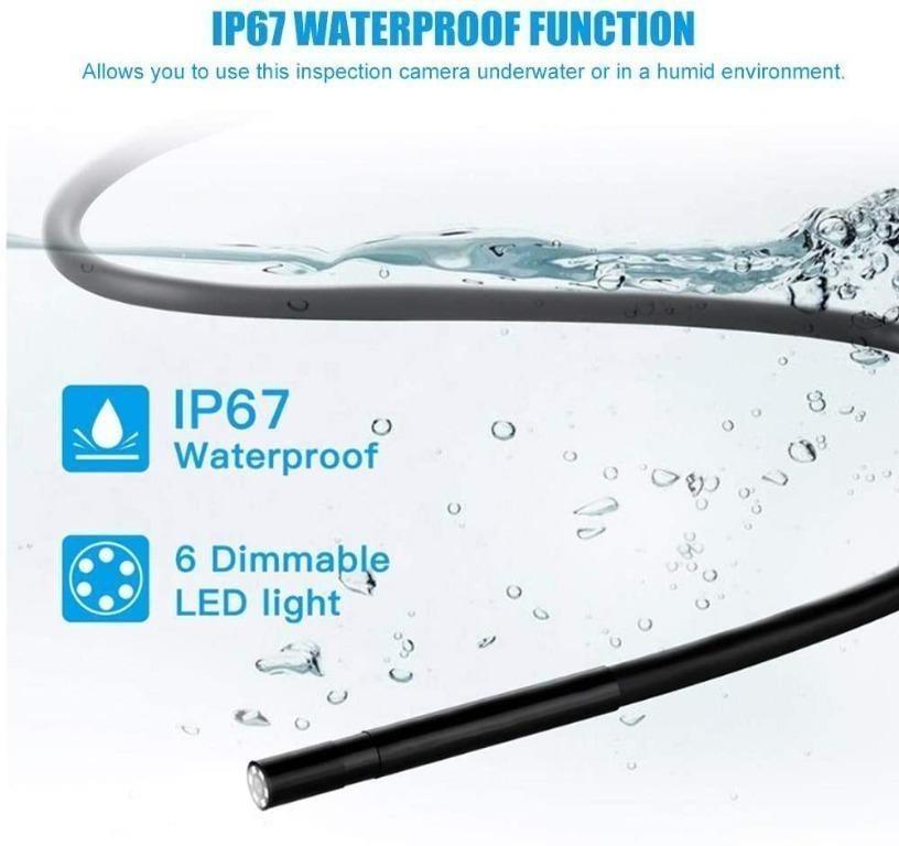 Endoscope Camera, WiFi 0.2in 5MP Borescope Inspection Camera with 6 ...