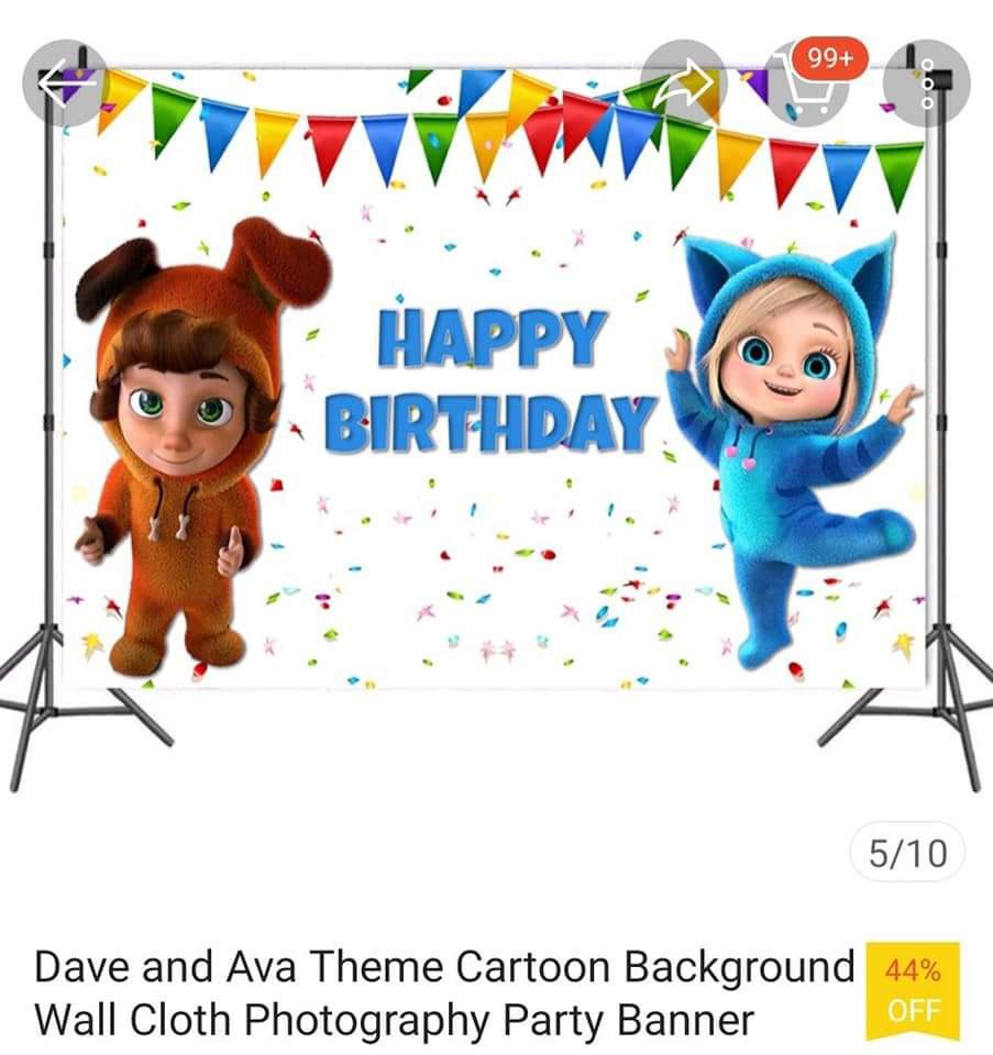 EZEFINDS Dave and Ava Cartoons Happy Birthday Backdrop, Babies & Kids ...