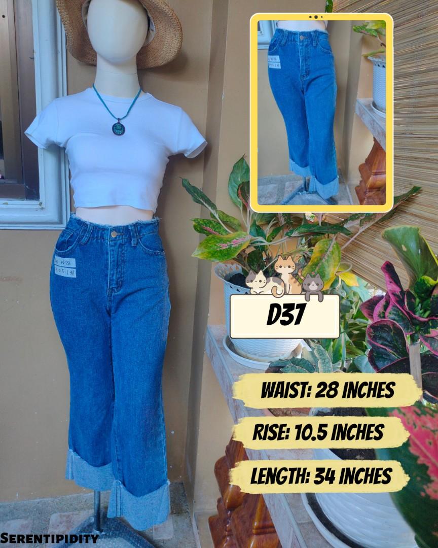 Folded Bottom Denim Pants, Women's Fashion, Bottoms, Jeans on Carousell