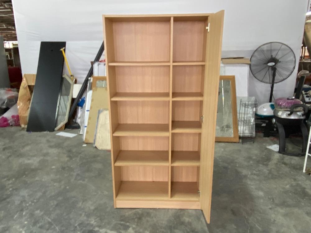 Full Height Wooden Bookcase Neutral Colour / Rak Buku Kayu Tinggi Penuh ...