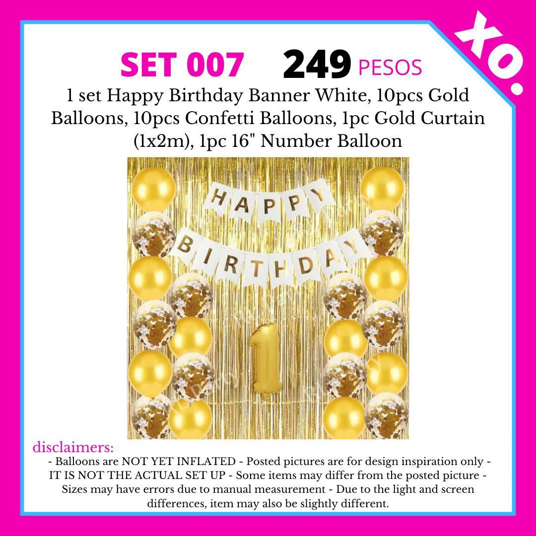 Gold Birthday Set Up DIY Balloon Decoration Happy Birthday Banner ...