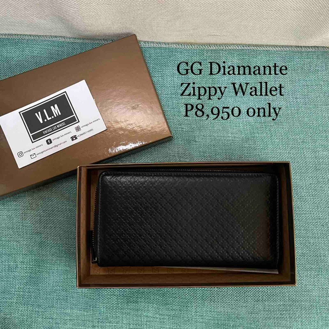 Gucci Diamante Leather Zippy Wallet, Luxury, Bags & Wallets on Carousell