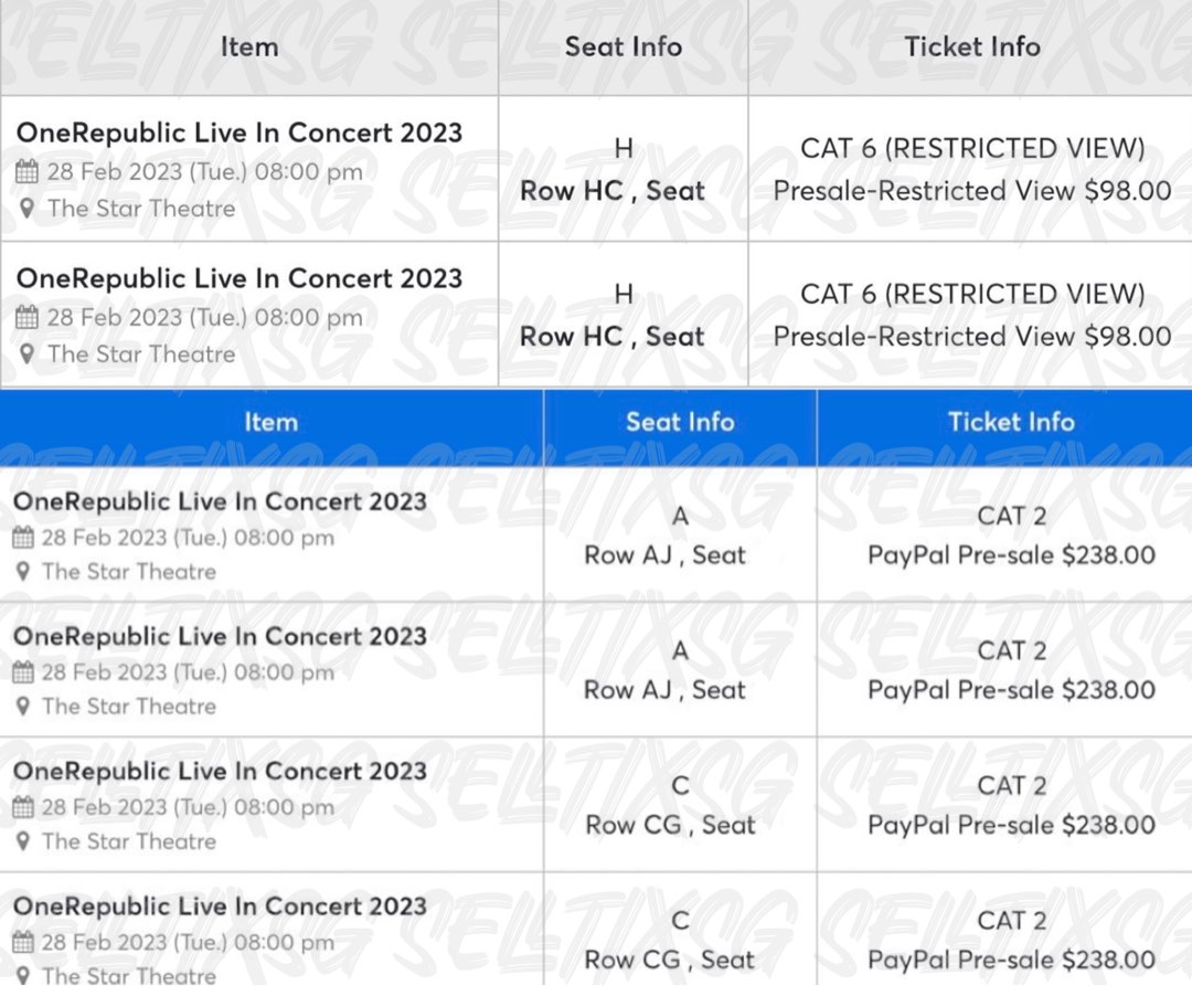 One Republic Live in Concert in Singapore Ticket, Tickets & Vouchers ...