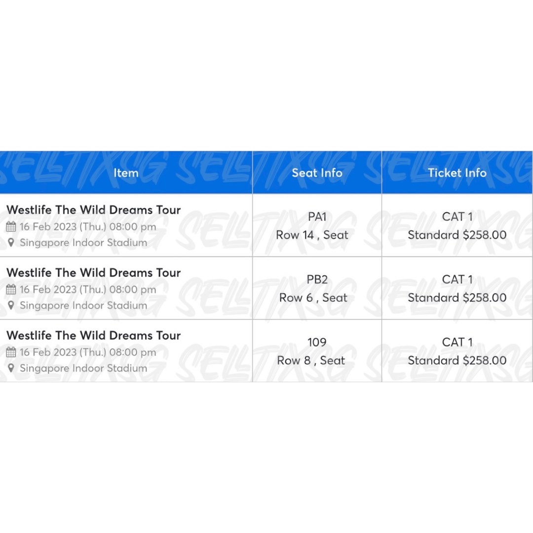 WESTLIFE THE WILD DREAMS TOUR' in Singapore ticket, Tickets & Vouchers ...