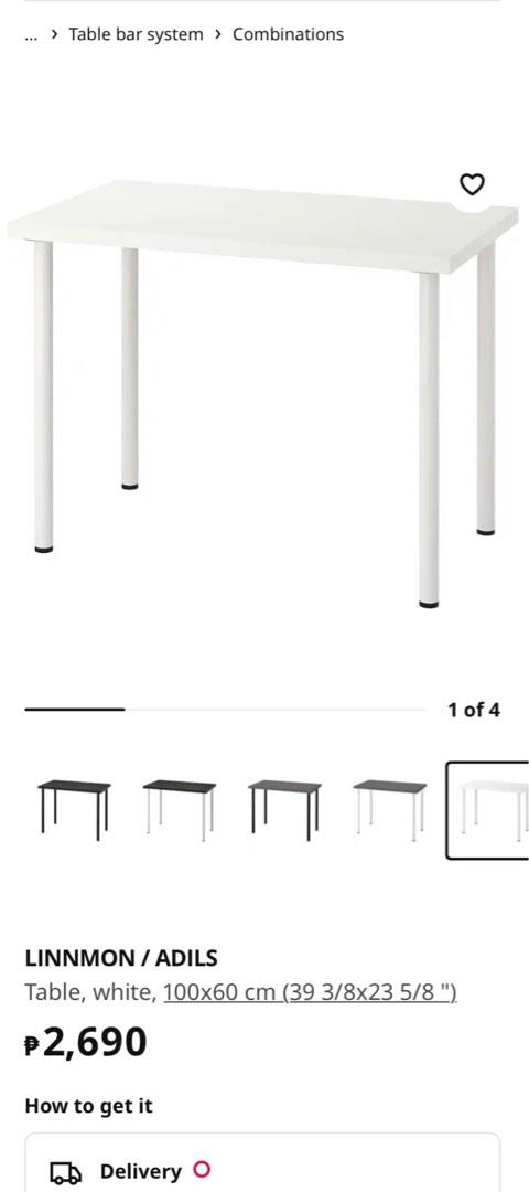 Ikea Linnmon desk table adils legs, Furniture & Home Living, Furniture ...