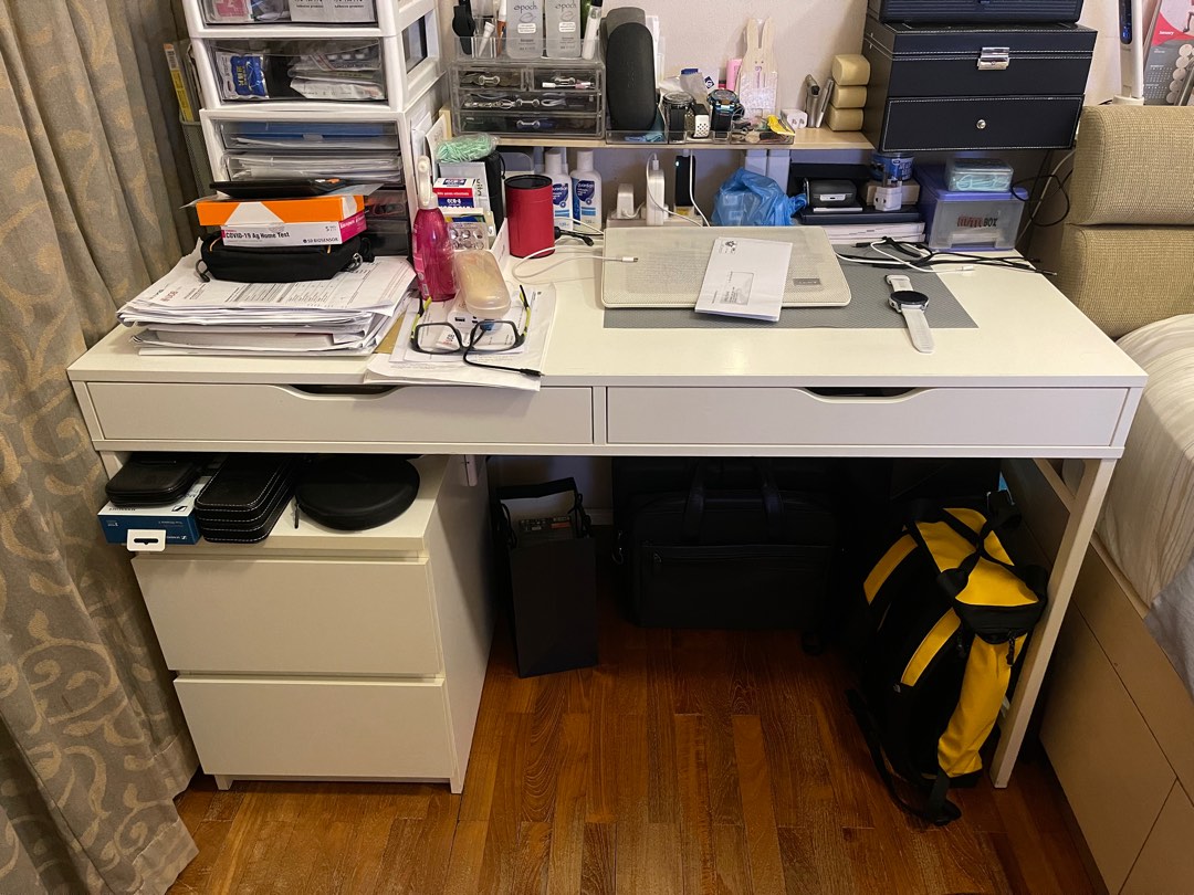 IKEA Study Table with 2 Dr Drawers, Furniture & Home Living, Furniture ...