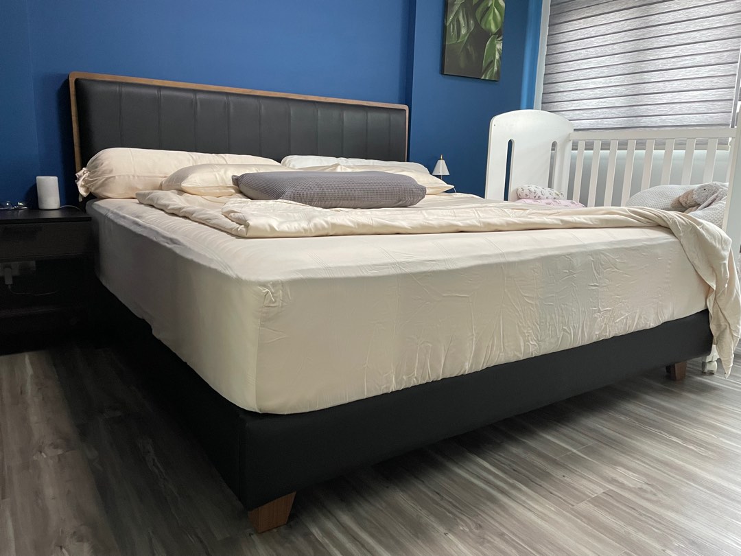 King size bed frame (from Cellini), Furniture & Home Living, Furniture ...