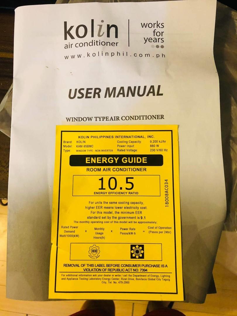 Kolin window type aircon, TV & Home Appliances, Air Conditioning and ...