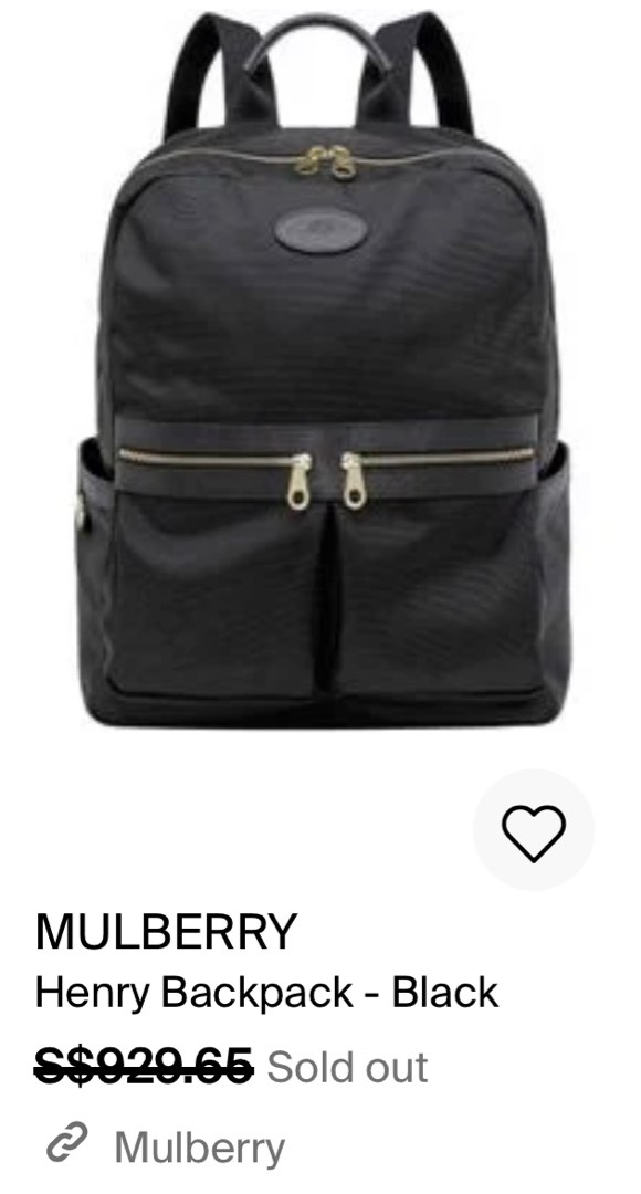 Mulberry Henry Backpack, Men's Fashion, Bags, Backpacks on Carousell