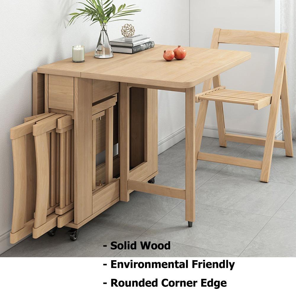 Nando Solid Wood Foldable Table Dining Table Extendable Table Space ...