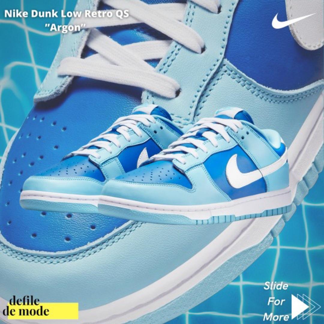 NIKE DUNK LOW RETRO QS ARGON, Fesyen Pria, Sepatu , Sneakers di Carousell