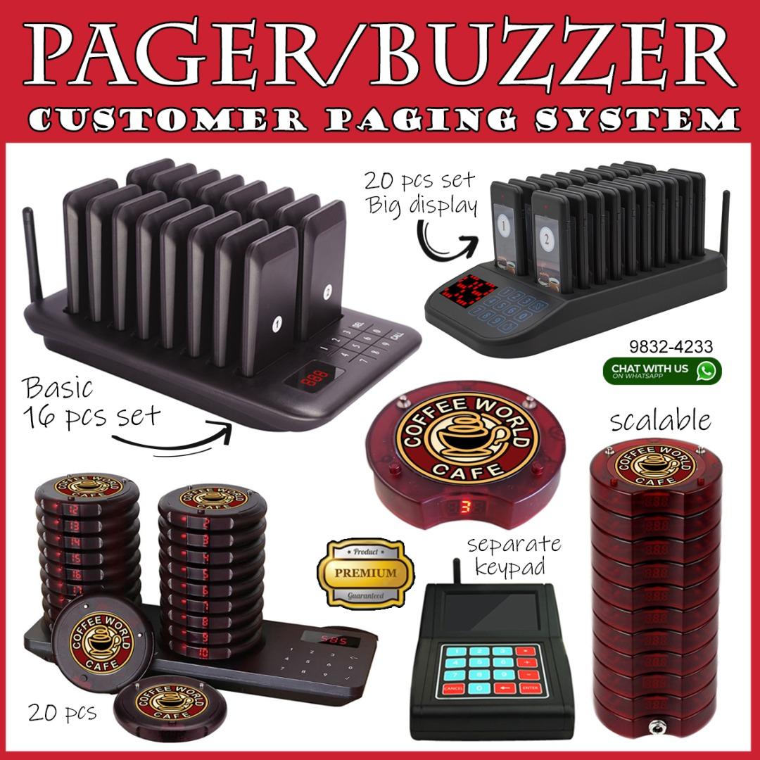 Premium Pager Buzzer Restaurant Paging System Hawker Centre Hotel Guest Pager Wireless F&B Food ...