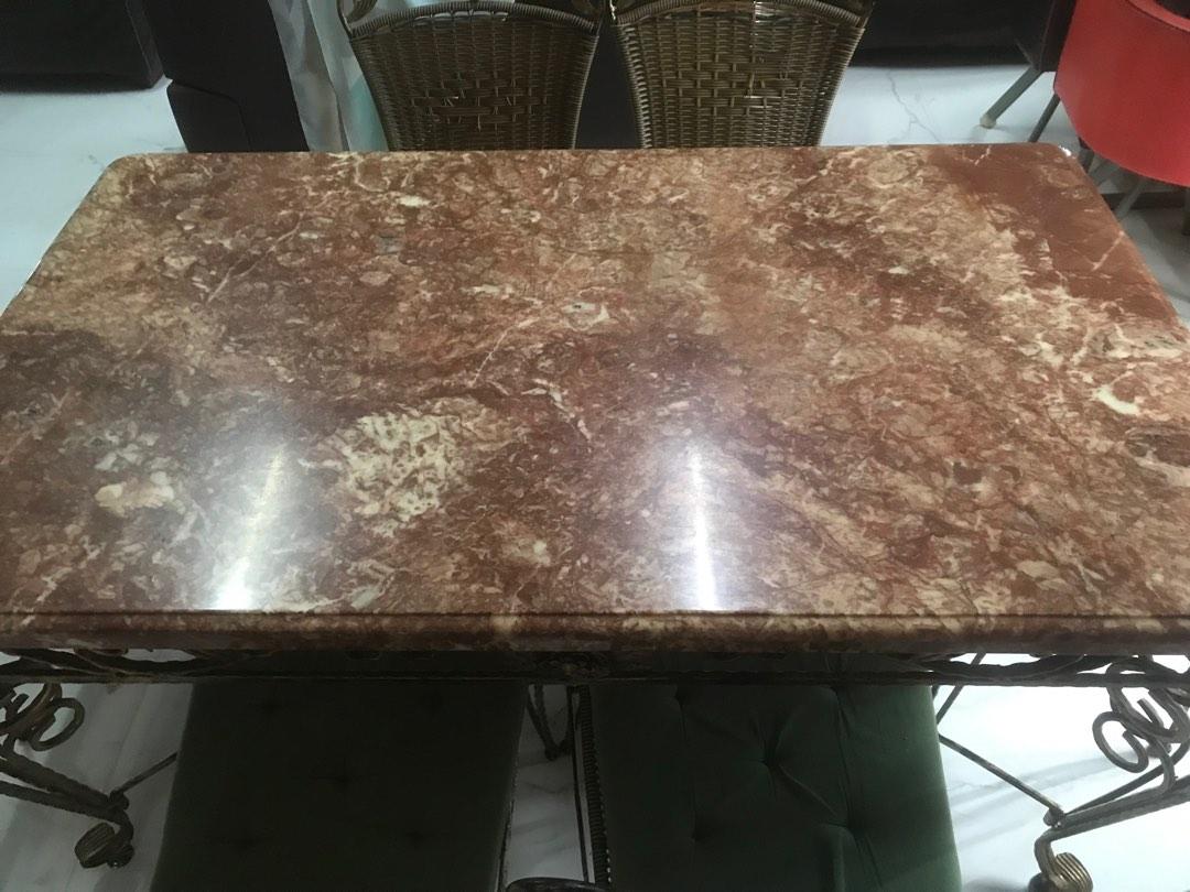 Red Marble Dining Table 6 person, Furniture & Home Living, Furniture ...