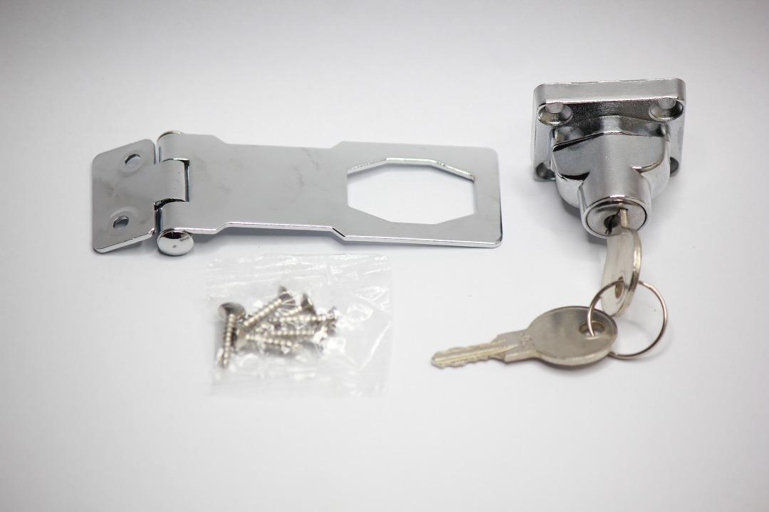 SAFETY HASP 3inc, ZINC ALLOY, KEY OPERATED SELF LOCKING, 2-IN-1 LOCK w ...