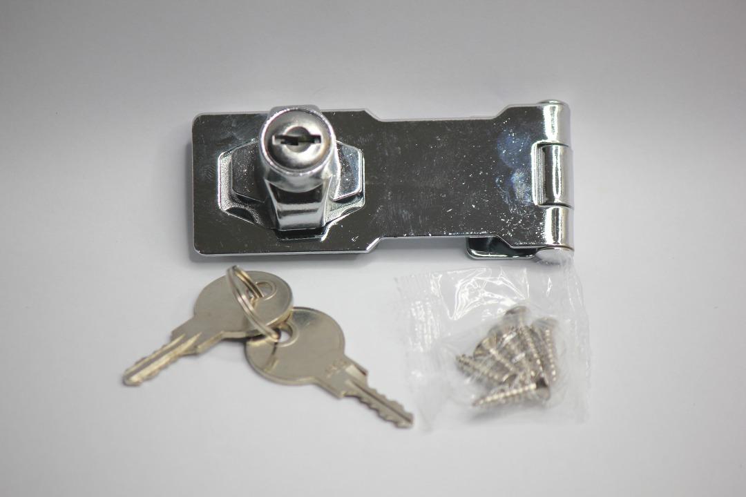 SAFETY HASP 3inc, ZINC ALLOY, KEY OPERATED SELF LOCKING, 2-IN-1 LOCK w ...