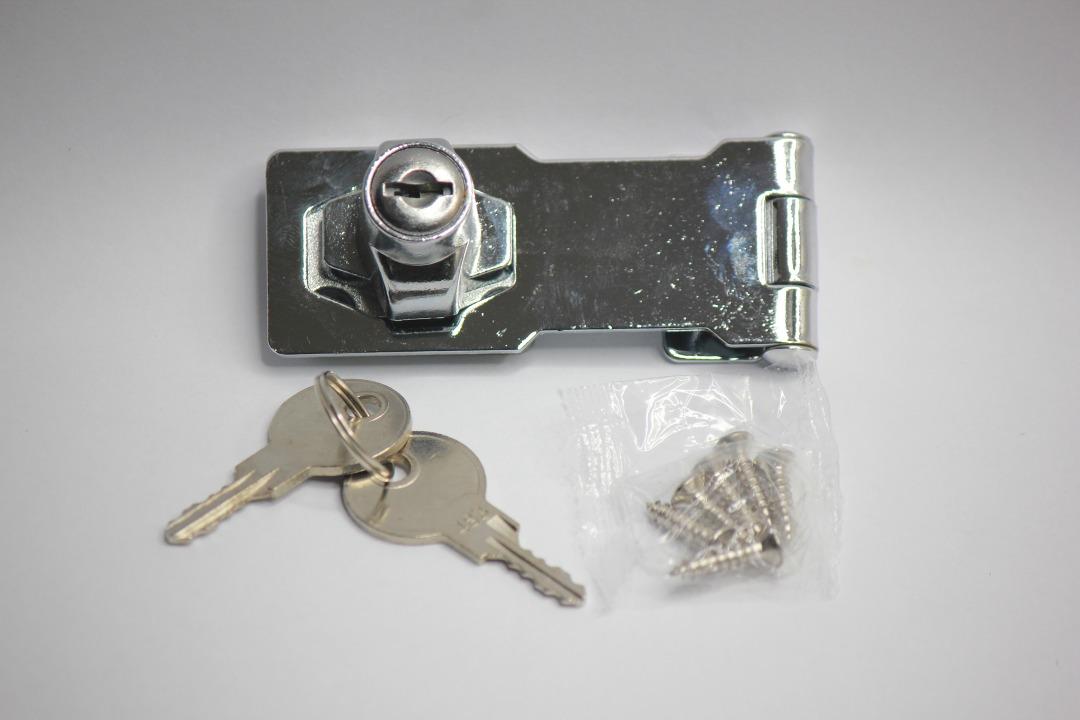 SAFETY HASP 3inc, ZINC ALLOY, KEY OPERATED SELF LOCKING, 2-IN-1 LOCK w ...