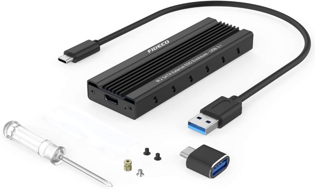 SATA SSD Enclosure Adapter, FIDECO USB 3.1 Gen 2 to M.2 NGFF SATA SSD ...