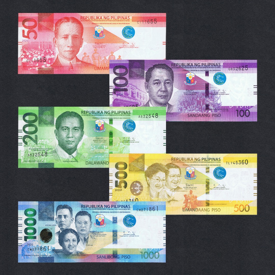SET 2020 PHILIPPINES 50 100 200 500 1000 Piso P-224-228 UNC > COLORFUL ...