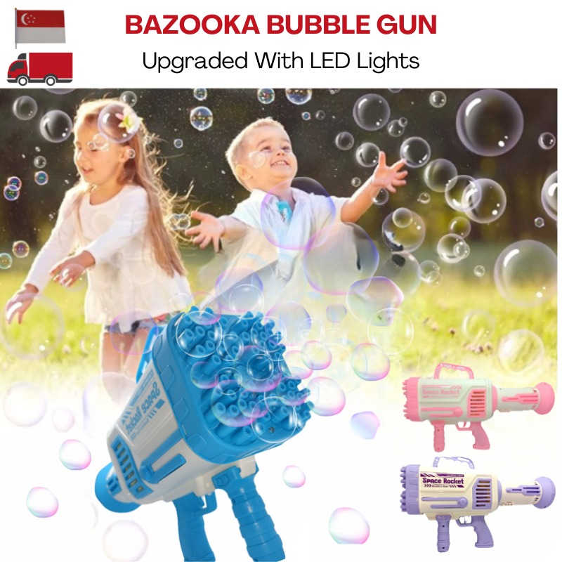 [SG Stock] Bazooka Bubble Gun 64 Holes|Kids Toy|More Holes More Bubbles ...