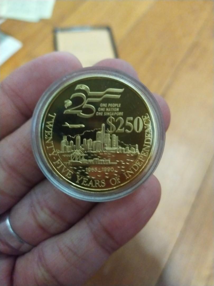 Singapore 25th Anniversary 1990 $250 Gold Proof Coin, Hobbies & Toys, Memorabilia & Collectibles ...