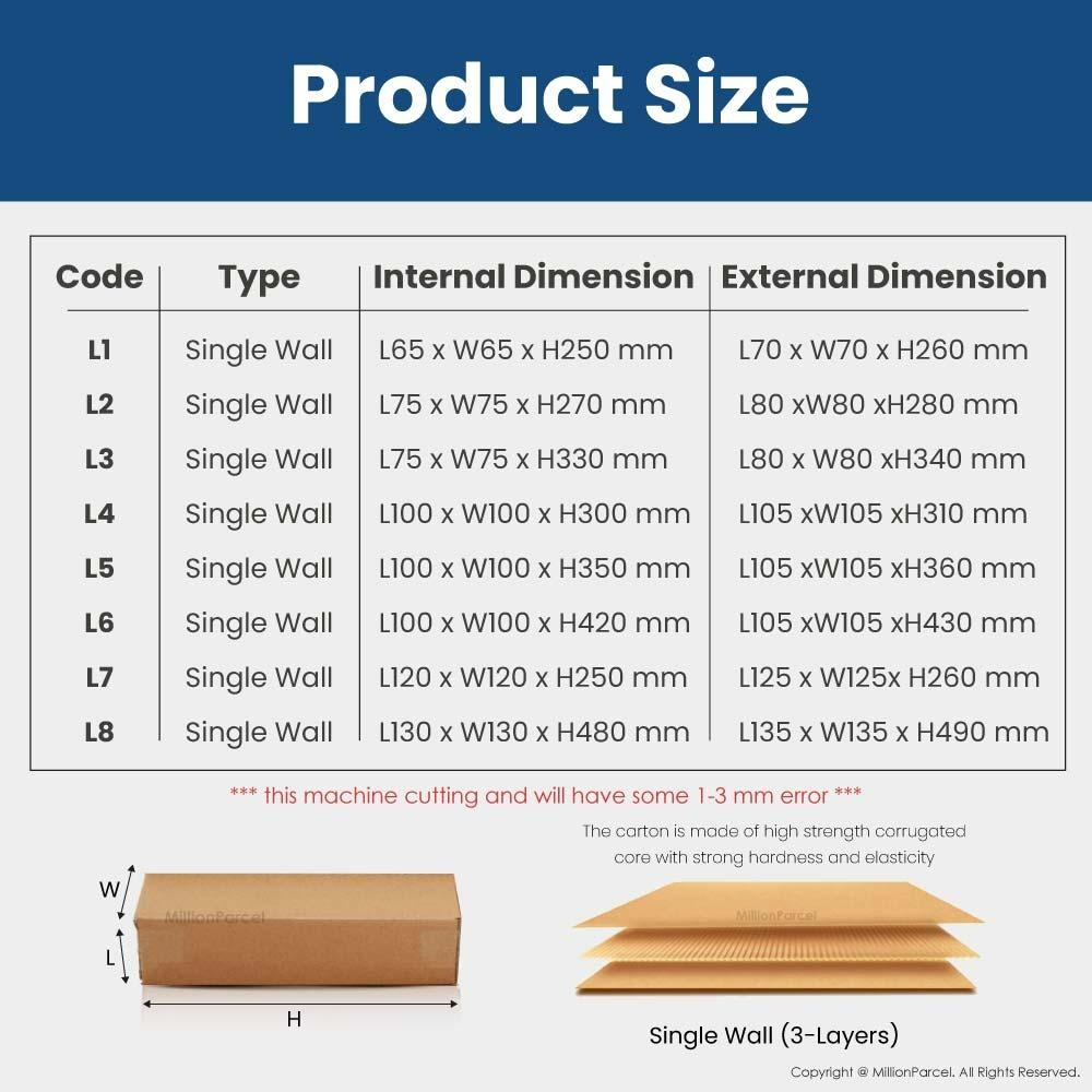 Single Wall Rectangle Carton Box 8 size | Wine Box | Gift Box ...