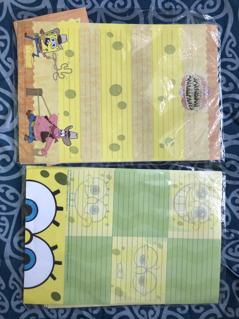 Spongebob Squarepants Stationary Paper and Envelope Set, Hobbies & Toys ...