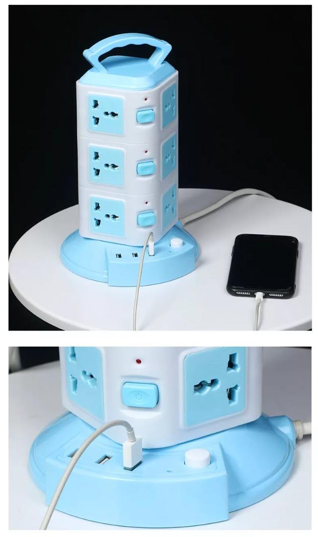 Tower Socket 5 Layer 20 Outlet Multi Plug Adaptor Electric Vertical ...