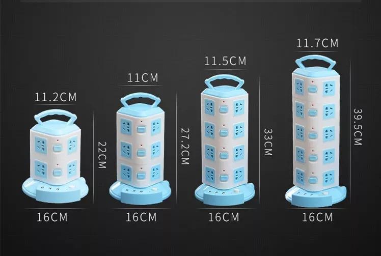 Tower Socket 5 Layer 20 Outlet Multi Plug Adaptor Electric Vertical ...