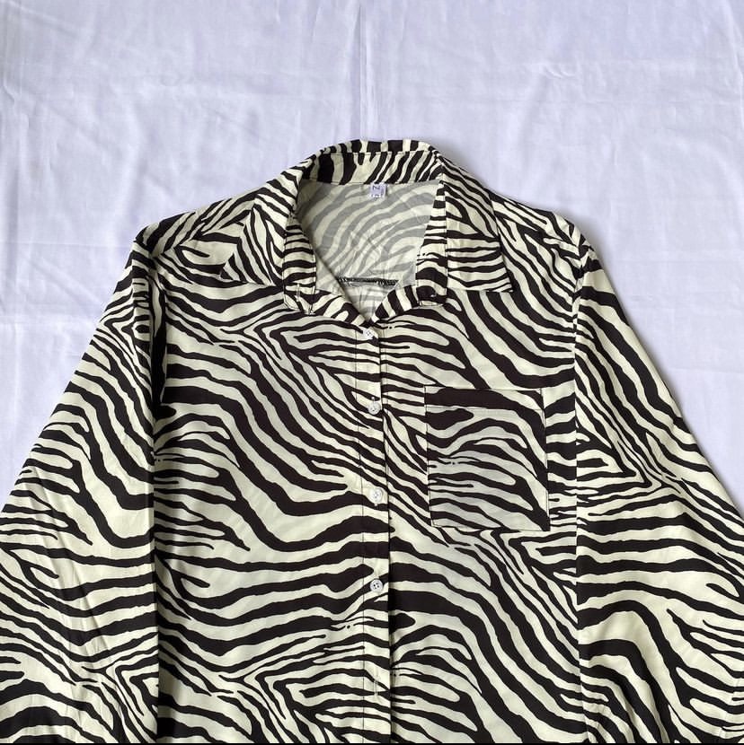 Zebra Print Oversize Buttondown, Women's Fashion, Tops, Longsleeves on ...