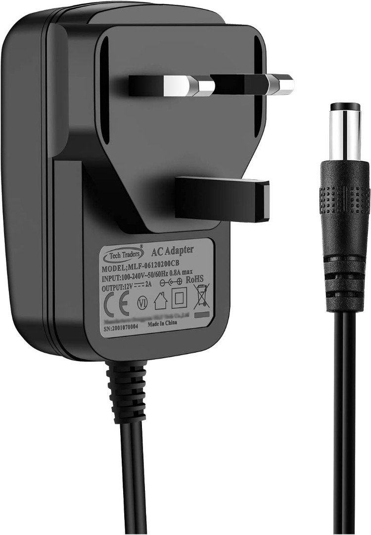 12V 2A DC Power Supply, AC 100-240V to DC 12V Power Cable Transformer ...