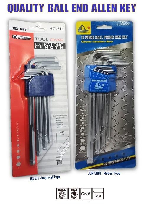 ALLEN KEY 9PCS SET BALL END IMPERIAL/ METRIC -EXTRA LONG, Furniture ...